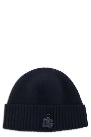 Dolce & Gabbana Knit Cap One Embroidered Logo Virgin Wool - Blue