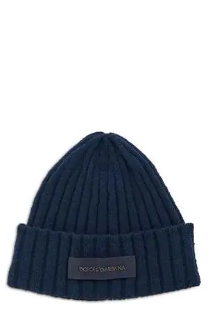 Dolce & Gabbana Ribbed Knit Beanie With Front Logo Label
