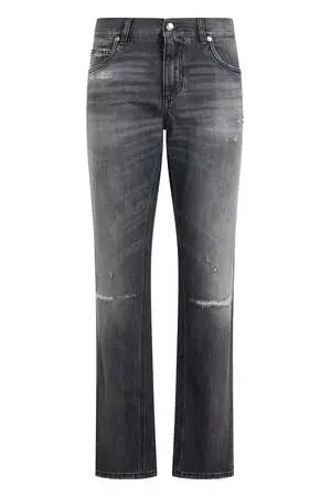 Dolce & Gabbana Straight Cut Faded Denim Jeans For - Grey