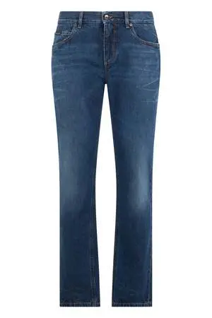 Dolce & Gabbana Straight Fit Cotton Denim Jeans - Blue