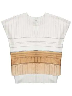 ALYSI Silk V-neck Blouse With Striped Pattern - Multicolour
