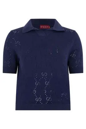 Gucci Classic Cotton Polo Sweater With Monogram Pattern