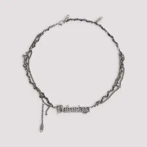 Balenciaga Typo Destroyed Brass Necklace - Metallic