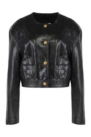 HALFBOY Padded Shoulder Leather Jacket - Black