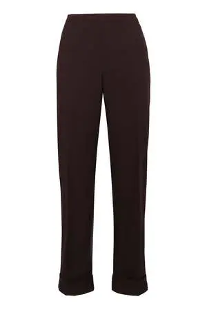 Aspesi High-rise Cotton Trousers With Roll-up Ankle Cuffs - Brown