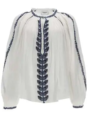 MARANT ETOILE Embroidered Cotton Shirt - White