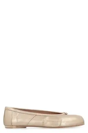 MAISON MARGIELA Maison Margiela Metallic Split-Toe Ballerina Flats With Knotted Lace Detail