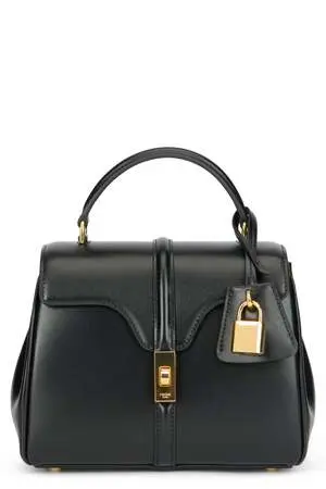 Celine Mini 16 In Satinated Calfskin - Black