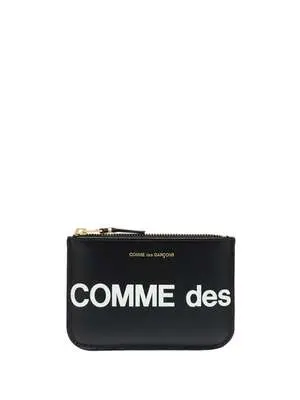 Comme Des Garçons Logo Detail Leather Pouch - Black