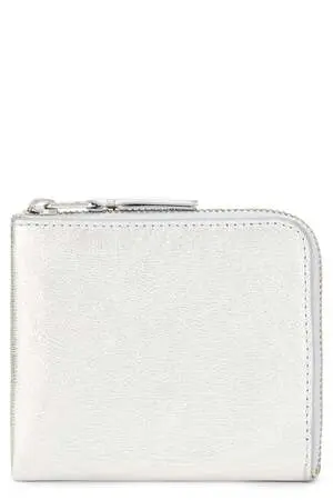 Comme Des Garçons Compact Mini Wallet With Half-zip Closure - Silver