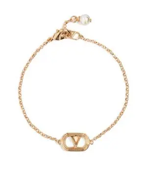 Valentino Garavani Oval Petite Metal & Pearl Bracelet - Orocream