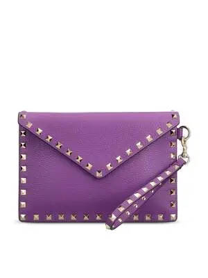 Valentino Garavani VALENTINO Rockstud Medium Flat Pouch Handbag Viola