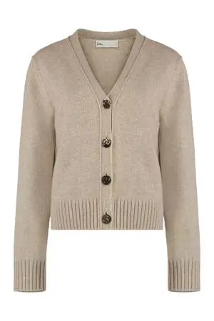 Tory Burch Wool Cardigan With Ribbed Edges