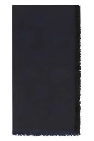 Tory Burch Wool And Silk Scarf With Frayed Hem, 100x180 Cm - Blue