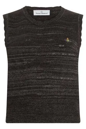 VIVIENNE WESTWOOD Sleeveless Embroidered Logo Knit Sweater - Multicolor