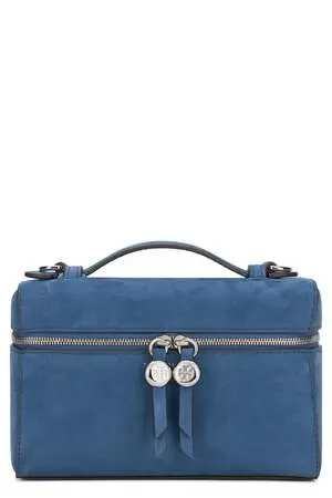 Tory Burch Romy Mini Nubuck Handbag With Top Handle And Shoulder Strap - Blue