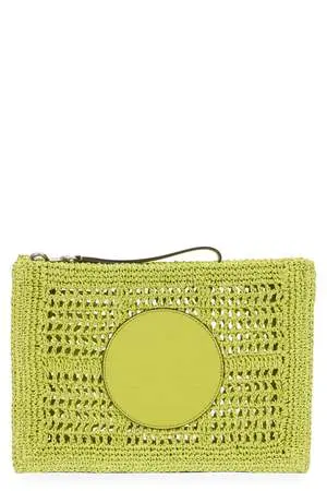 Tory Burch Ella Crochet Pouch Handbag With Handle - Green