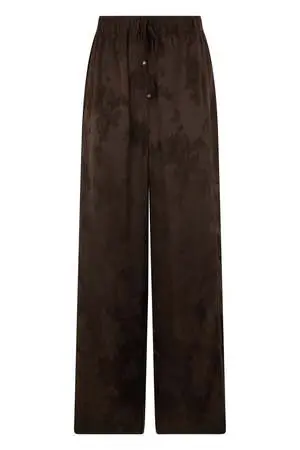 GANNI Jacquard Satin Straight-leg Pants With Elastic Waistband - Brown