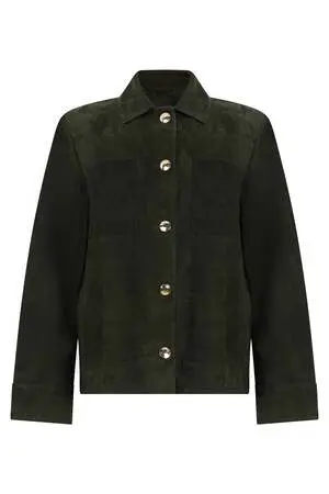 Max Mara Soft Lambskin Suede Button-front Jacket - Green