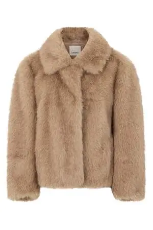 Max Mara Faux Fur Jacket With Wide Collar And Button Front