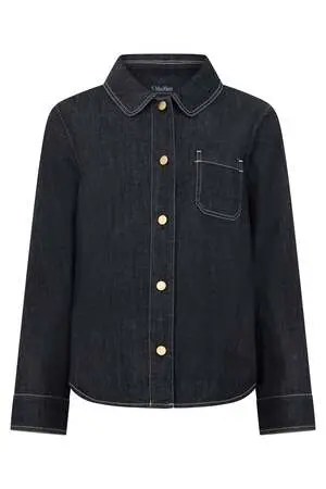 Max Mara Classic Denim Shirt With Button-front & Chest Pocket