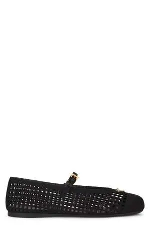 Prada Ballet Flats With Crochet Detailing - Black