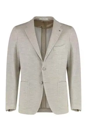 Tagliatore Single-breasted Wool-blend Jacket With Notch Collar - Sand