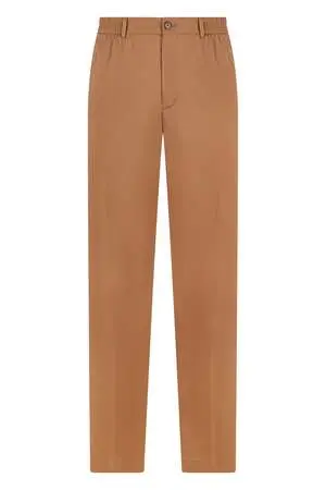 SLOWEAR Straight Cotton Pants With High Waist - Camel
