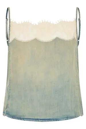 DIESEL® Sleeveless Denim Top With Lace Trim