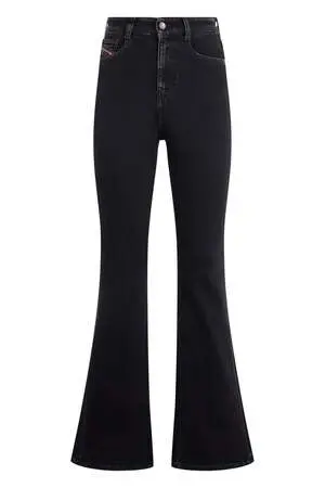DIESEL® Bell-bottom Cotton Denim Jeans With Flared Fit - Black