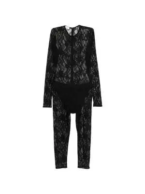 Andamane Round Neck Long Sleeve Zip Up Lace Dress