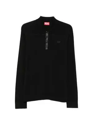 DIESEL® Soft Knit Polo Shirt With Button Closure - Nero