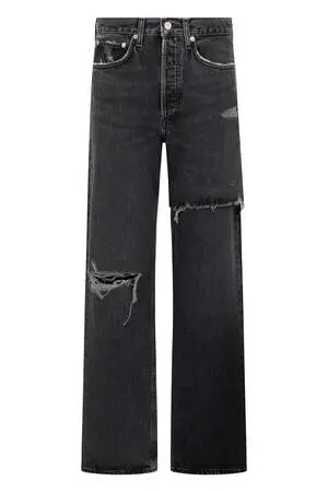 AGOLDE Straight Cotton Jeans With Distressed Details