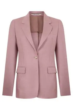 0205 TAGLIATORE Single-breasted Slim-fit Viscose Blend Blazer With Classic Collar And Pockets - Pink