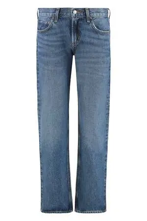 AGOLDE High-rise Straight Cropped Jeans With Metal Buttons & Rivets - Denim