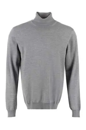 THE ALPHABET The Ribbed Extra-fine Wool Turtleneck Sweater - Grey