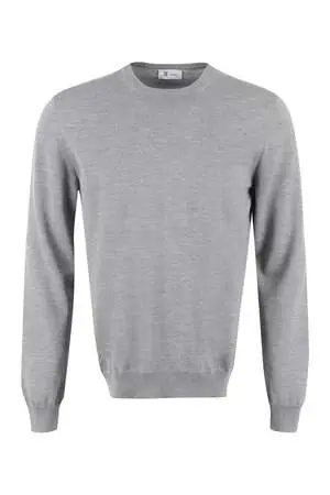 THE ALPHABET The Crew-neck Extra-fine Wool Sweater With Ribbed Edges - Grey