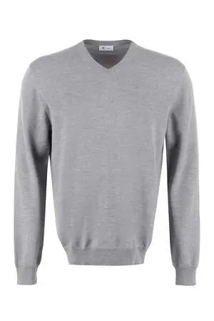 THE ALPHABET The Extra-fine Wool Ribbed Knit Pullover - Grey