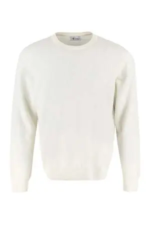 THE ALPHABET The Wool-cashmere Blend Crew-neck Pullover With Ribbed Trim - Ivory