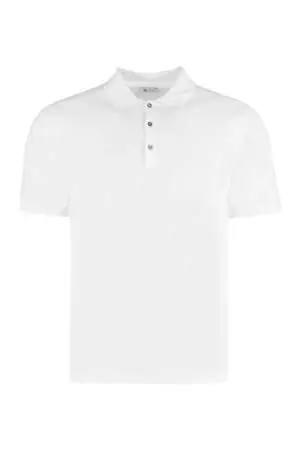 THE ALPHABET The Cotton Knit Polo Shirt With Side Slits - White