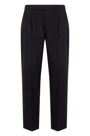Zegna Cotton & Linen Trousers With Elastic Waist - Black