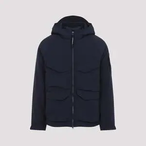 C.P. COMPANY Padded Hooded Lens Shell Jacket - Blue