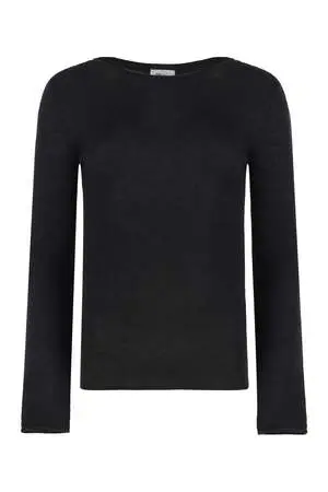 THE ALPHABET The Silk-cashmere Blend Rounded-neck Pullover Sweater - Black