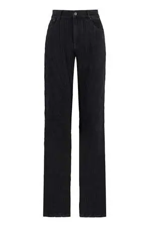 MUGLER 5-pocket Straight-leg Jeans With Engraved Logo Hardware - Black