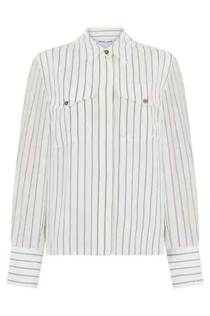 Veronica Beard Long-sleeve Striped Shirt - Ivory