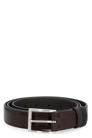 Hogan Reversible Calf Leather Belt With Statement Buckle - Brown