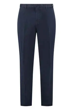 THE ALPHABET The Stretch Cotton Chino Trousers With Back Flap Pockets - Blue
