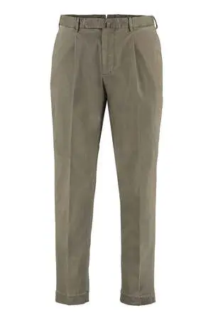 THE ALPHABET The Stretch Cotton Chino Trousers With Back Flap Pockets - Green