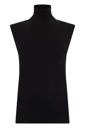 TOTEME Sleeveless Wool-silk High-neck Sweater - Black