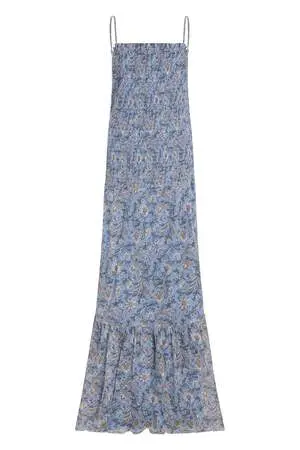 VERONICA BEARD Veronica Beard Floral Print Maxi Dress With Draped Hem